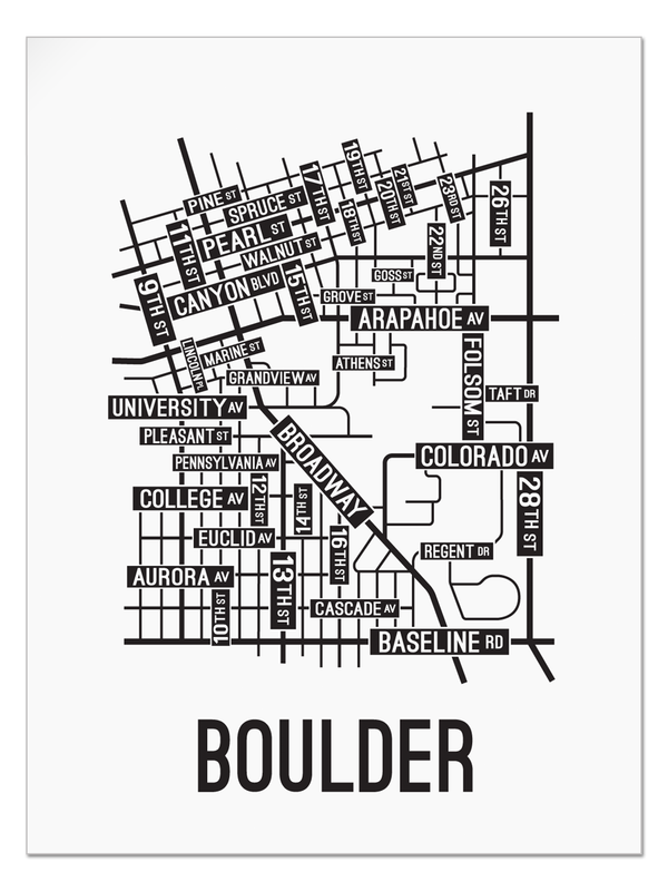 Boulder, Colorado Street Map - School Street Posters