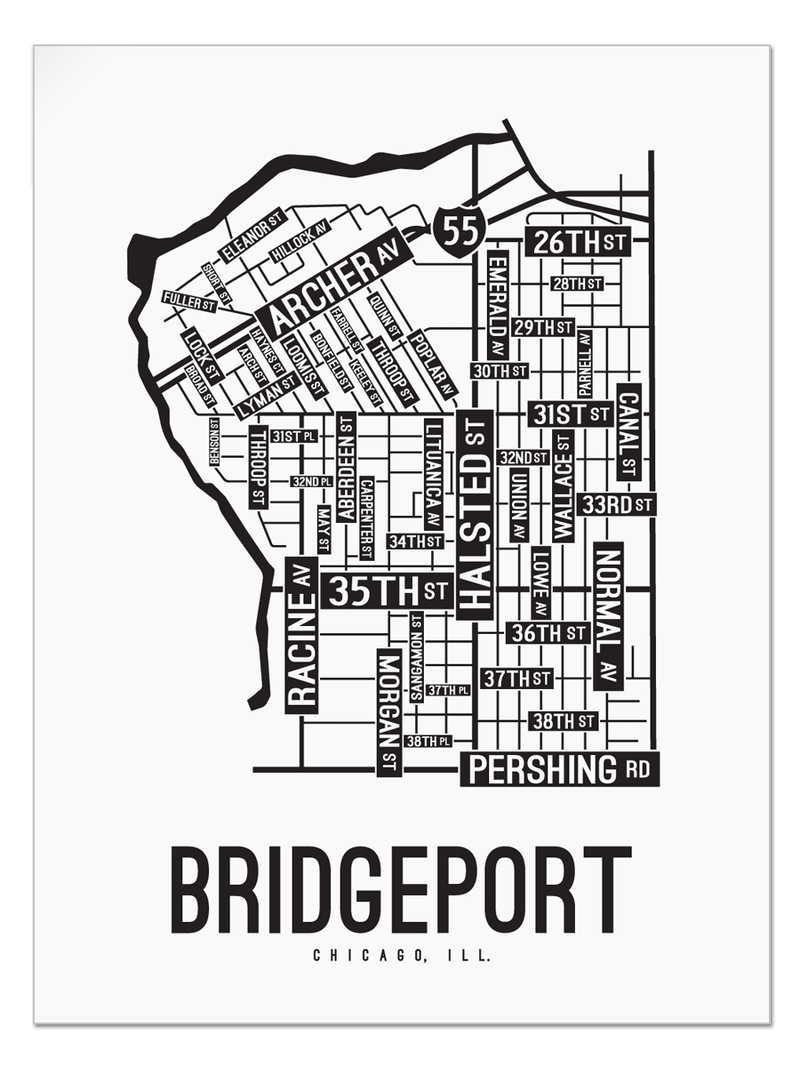 Bridgeport, Chicago Street Map - School Street Posters