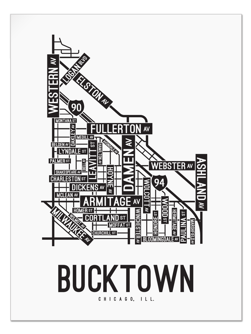 Bucktown, Chicago Street Map - School Street Posters