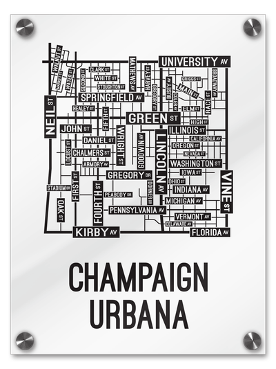 Champaign Urbana, Illinois Street Map - School Street Posters