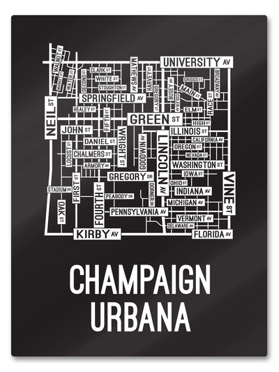 Champaign Urbana, Illinois Street Map - School Street Posters