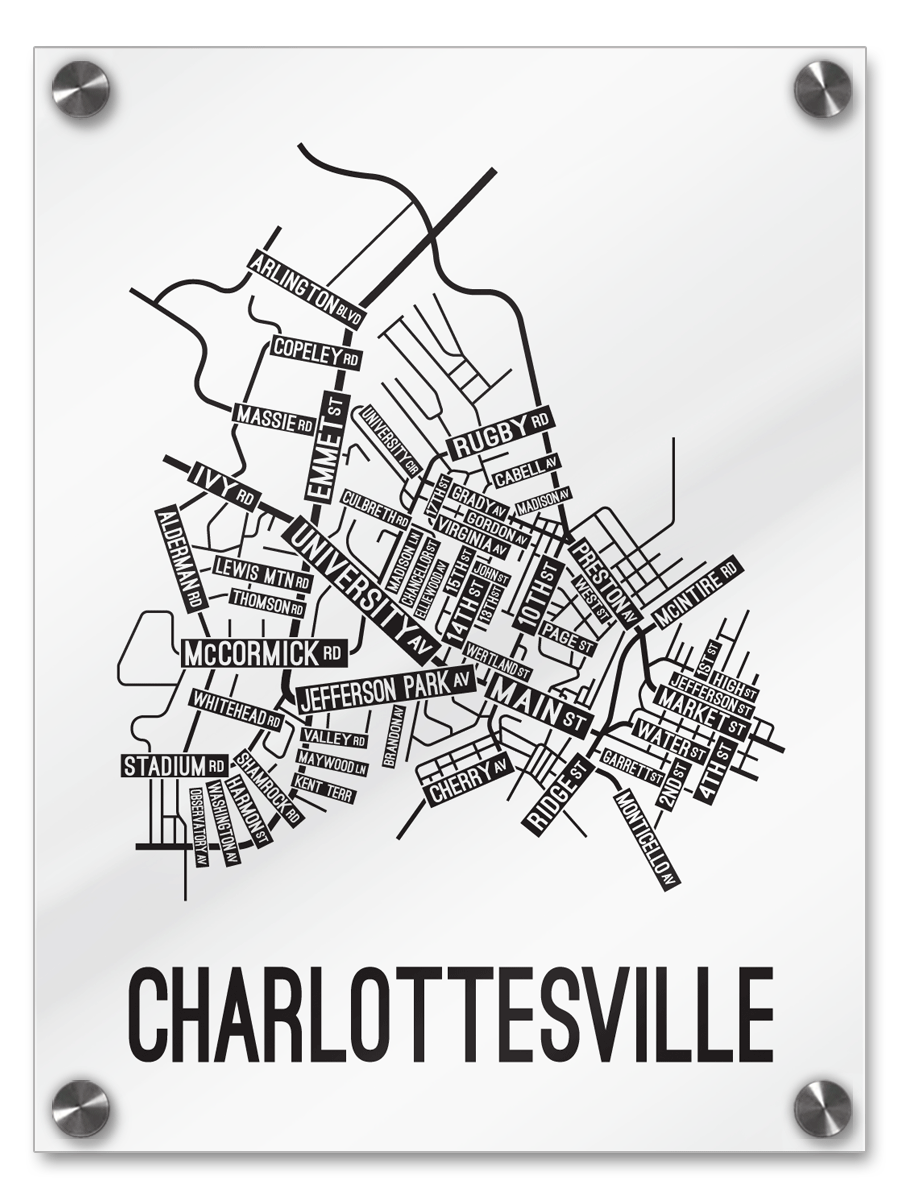 Charlottesville, Virginia Street Map - School Street Posters