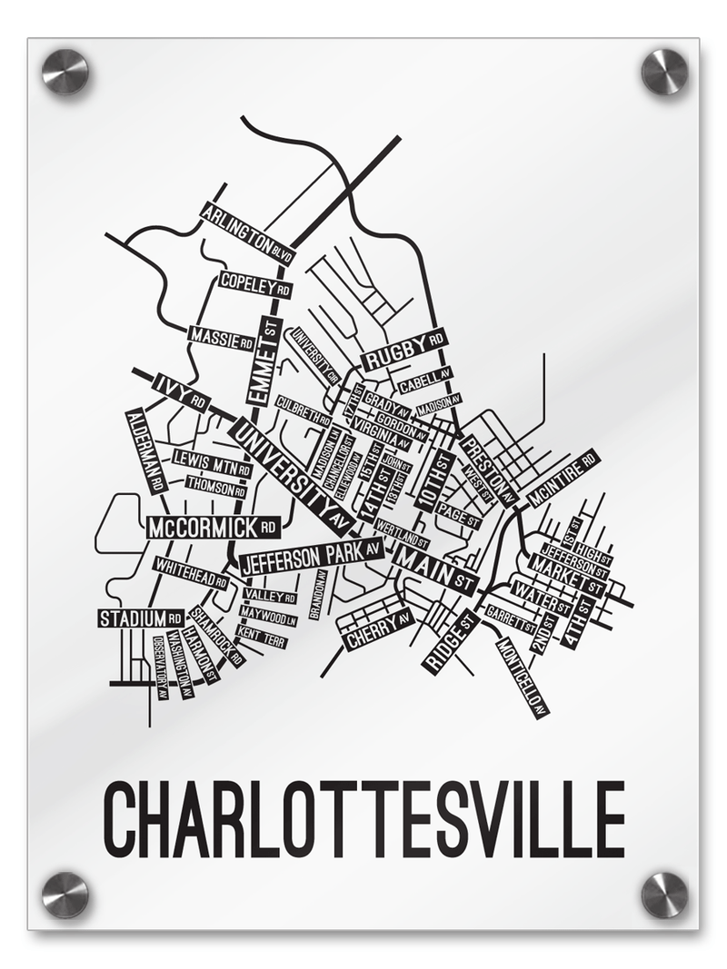 Charlottesville, Virginia Street Map - School Street Posters