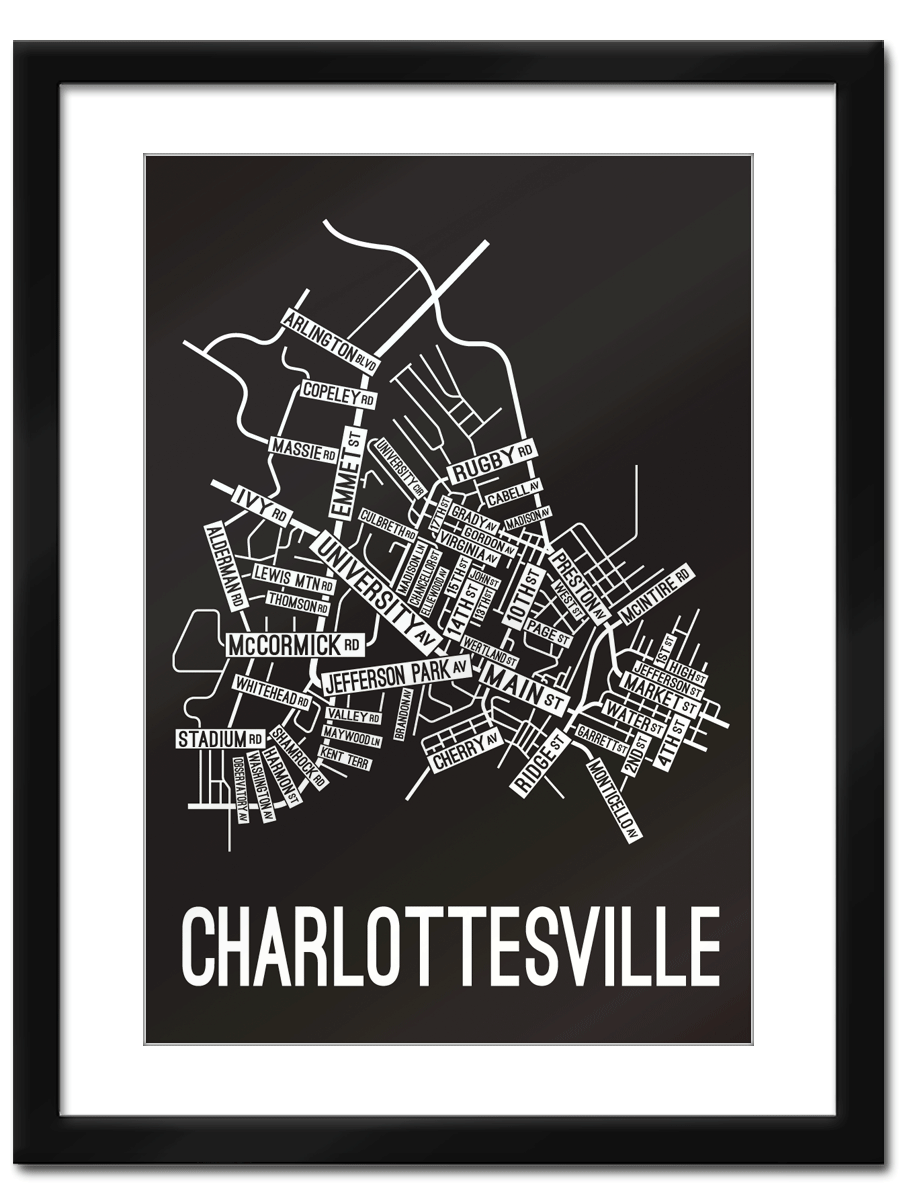 Charlottesville, Virginia Street Map - School Street Posters