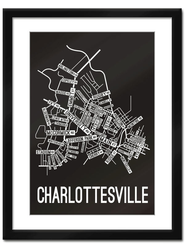 Charlottesville, Virginia Street Map - School Street Posters