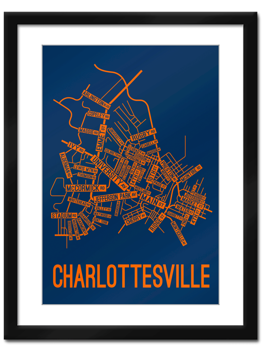 Charlottesville, Virginia Street Map - School Street Posters