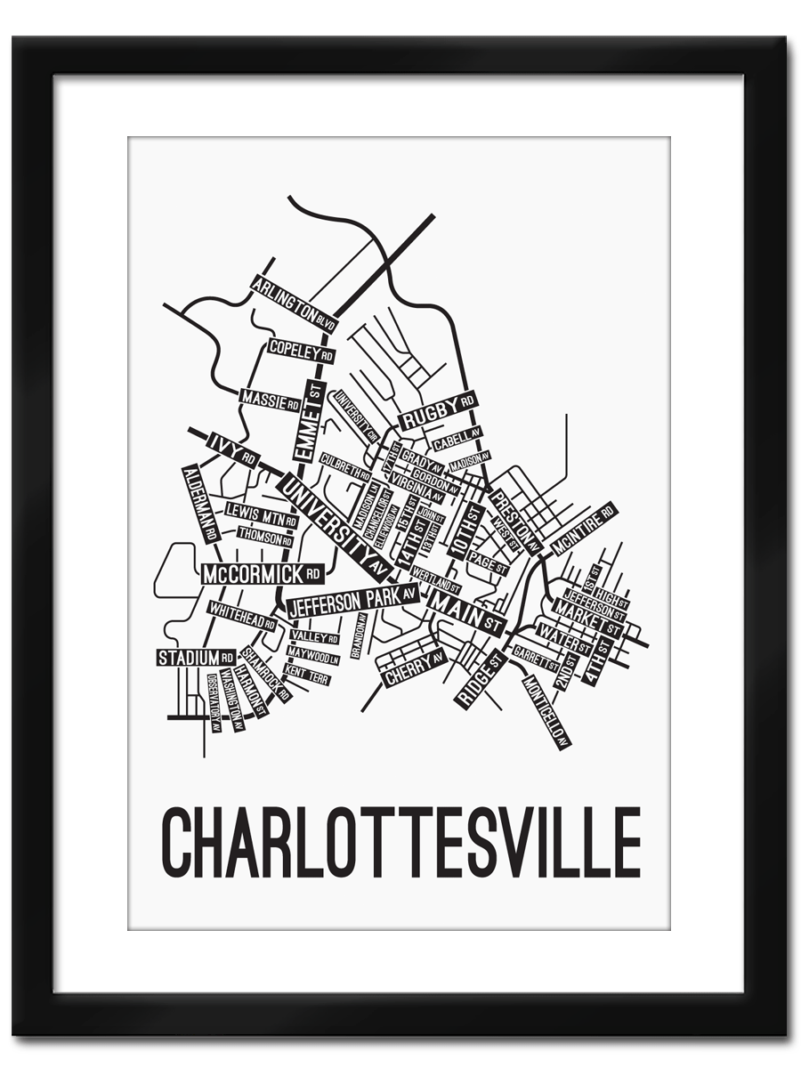 Charlottesville, Virginia Street Map - School Street Posters