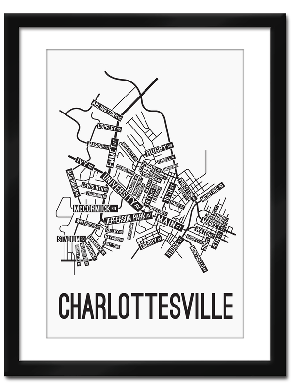 Charlottesville, Virginia Street Map - School Street Posters