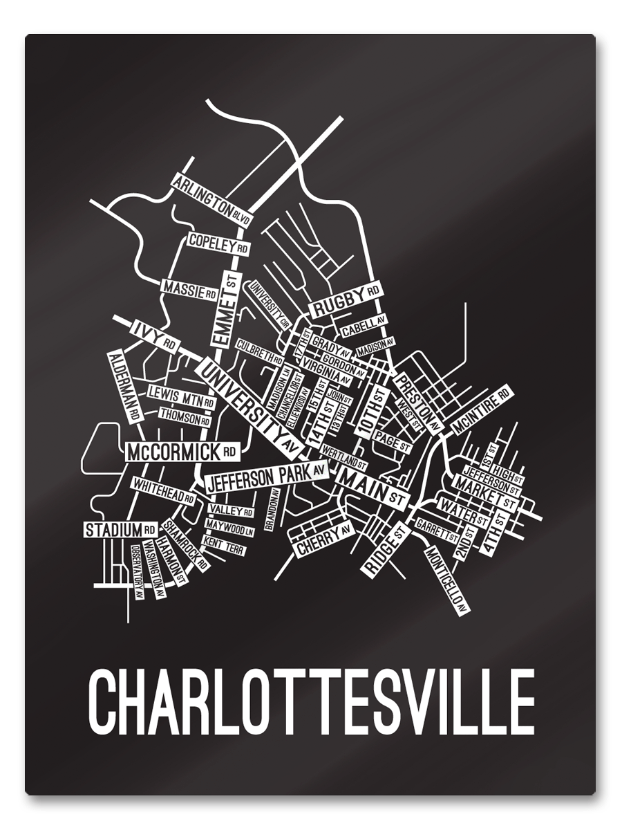 Charlottesville, Virginia Street Map - School Street Posters