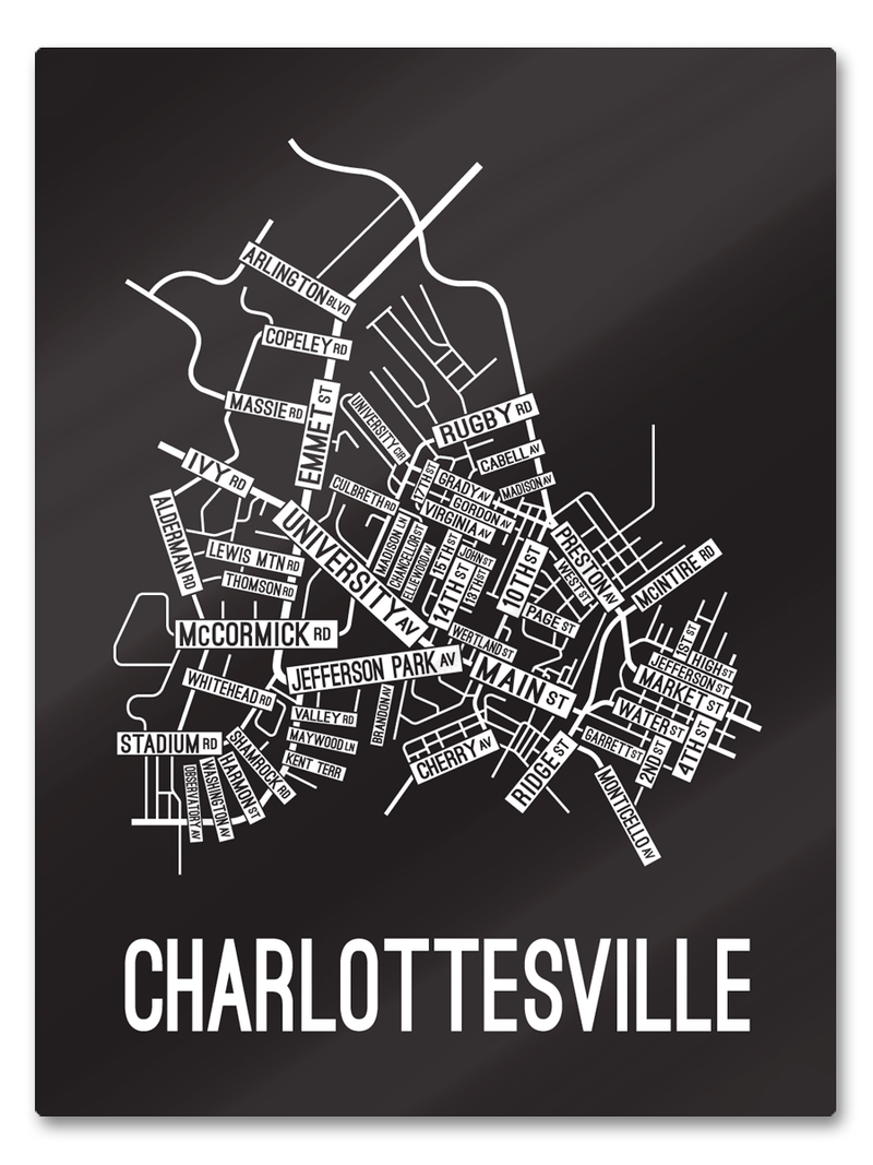 Charlottesville, Virginia Street Map - School Street Posters