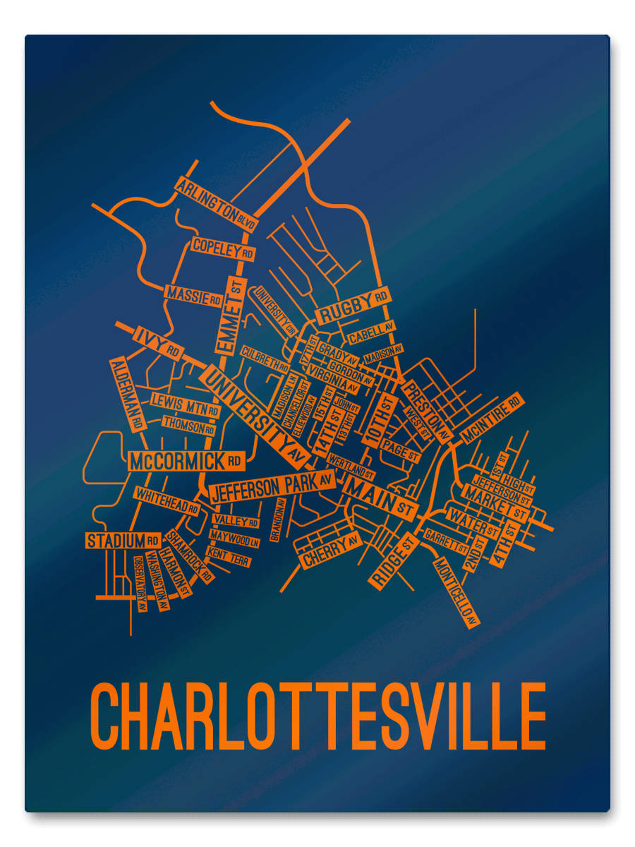 Charlottesville, Virginia Street Map - School Street Posters