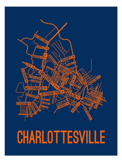 Charlottesville, Virginia Street Map - School Street Posters