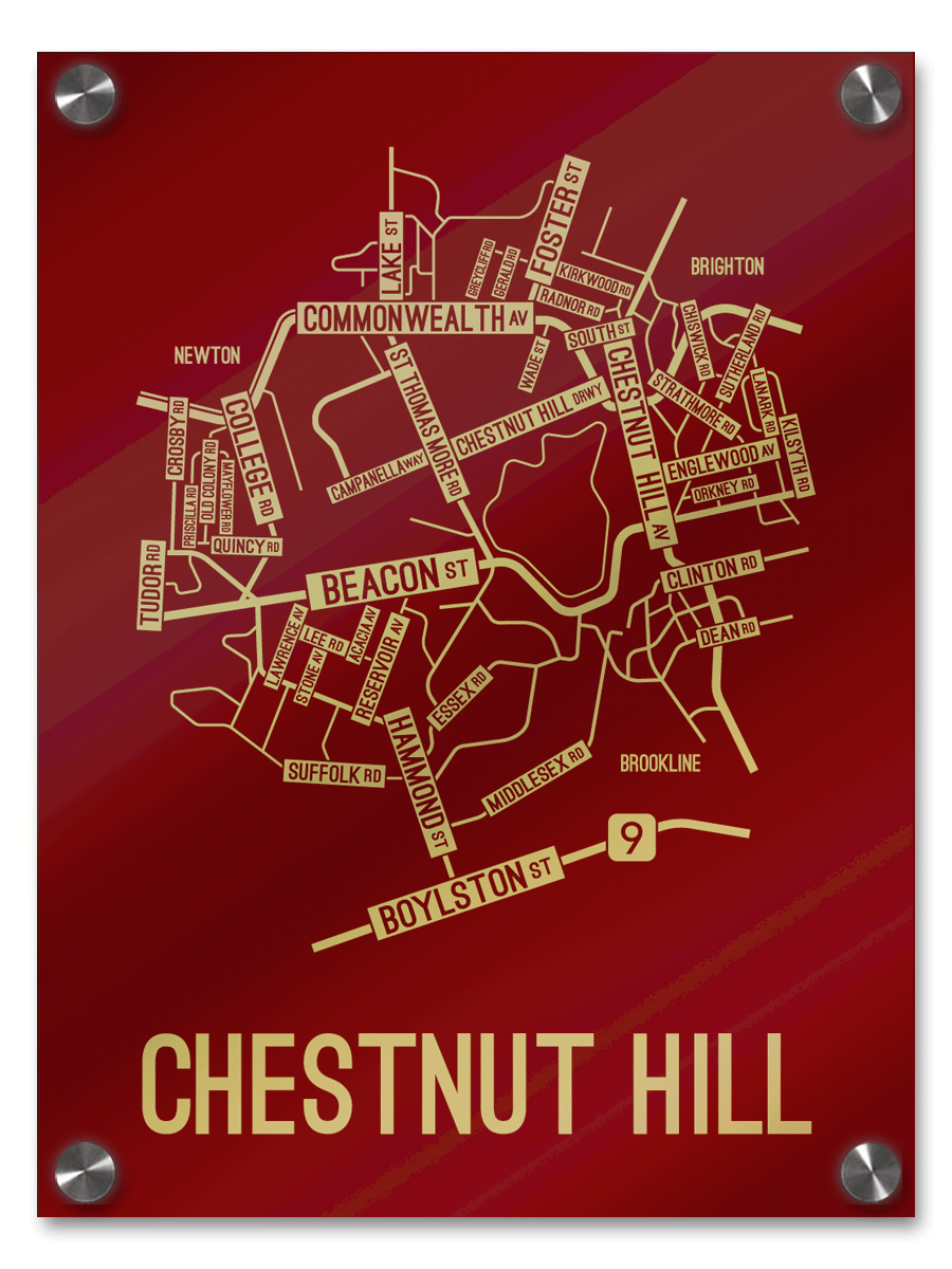 Chestnut Hill, Massachusetts Street Map - School Street Posters