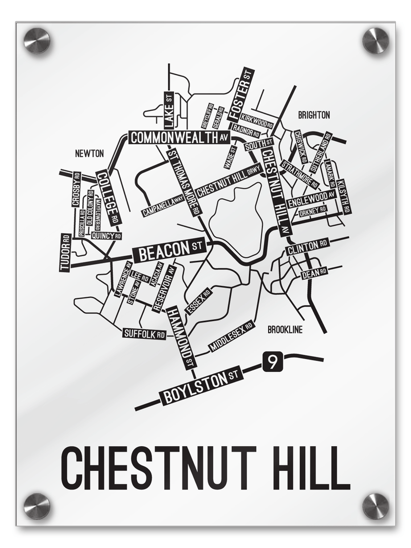 Chestnut Hill, Massachusetts Street Map - School Street Posters