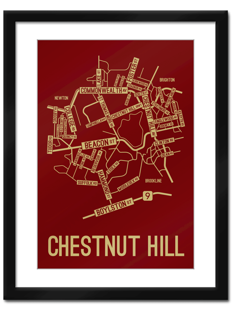Chestnut Hill, Massachusetts Street Map - School Street Posters