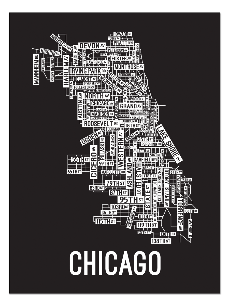 Chicago, Illinois Street Map - School Street Posters