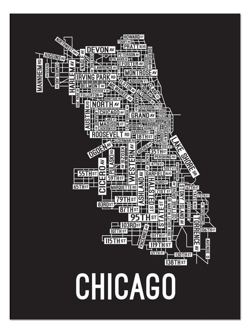 Chicago, Illinois Street Map - School Street Posters