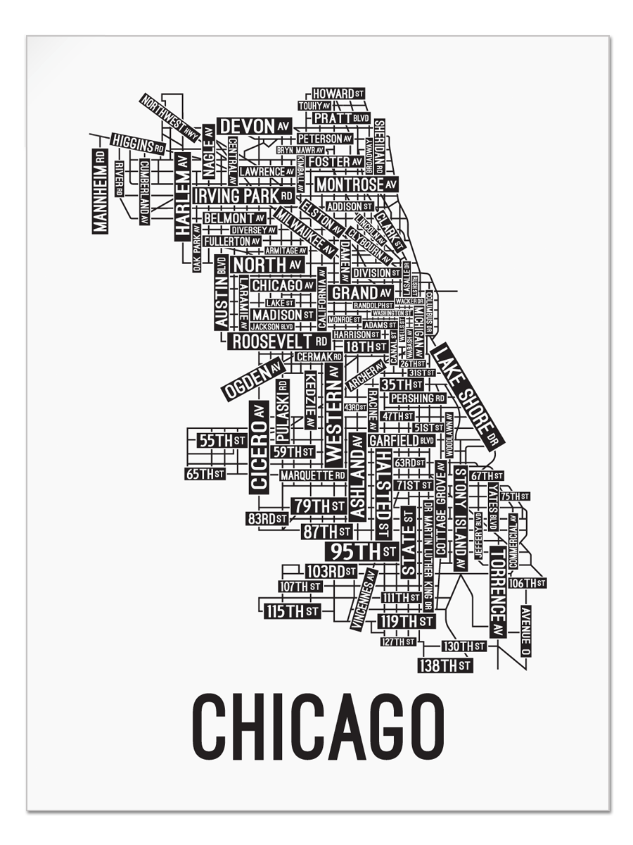 Chicago, Illinois Street Map - School Street Posters
