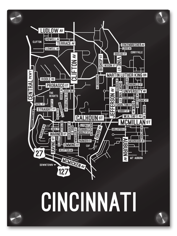Cincinnati, Ohio Street Map - School Street Posters