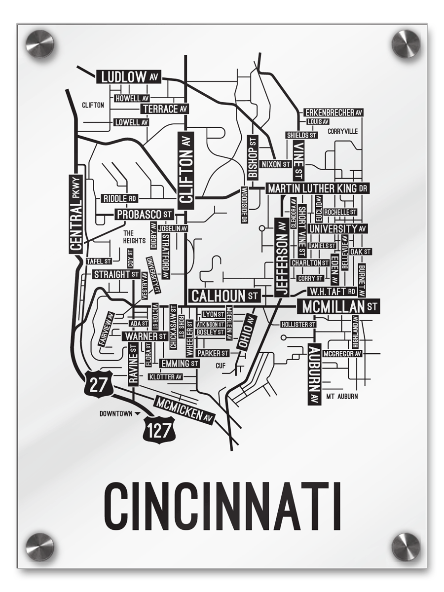 Cincinnati, Ohio Street Map - School Street Posters