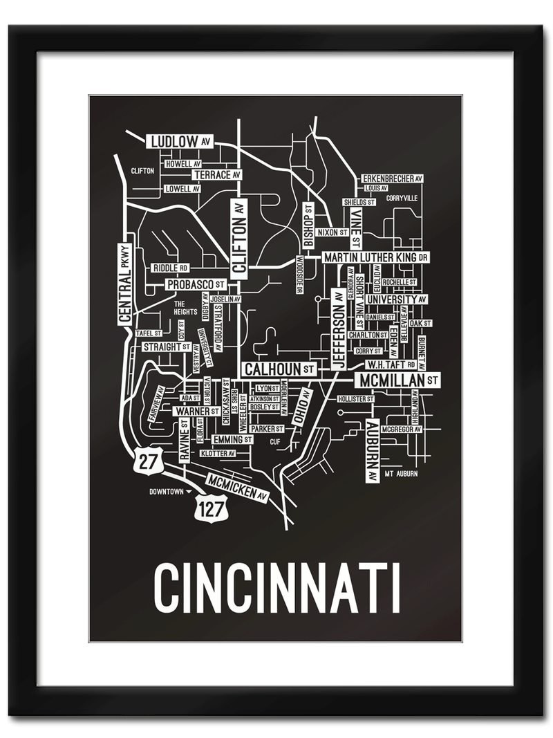 Cincinnati, Ohio Street Map - School Street Posters