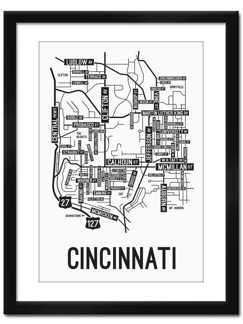 Cincinnati, Ohio Street Map - School Street Posters