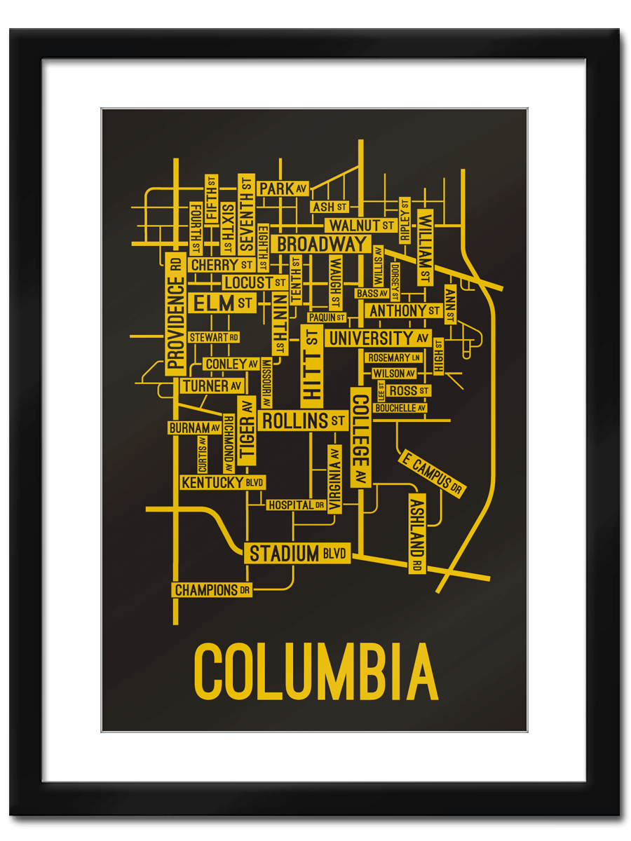 Columbia, Missouri Street Map - School Street Posters