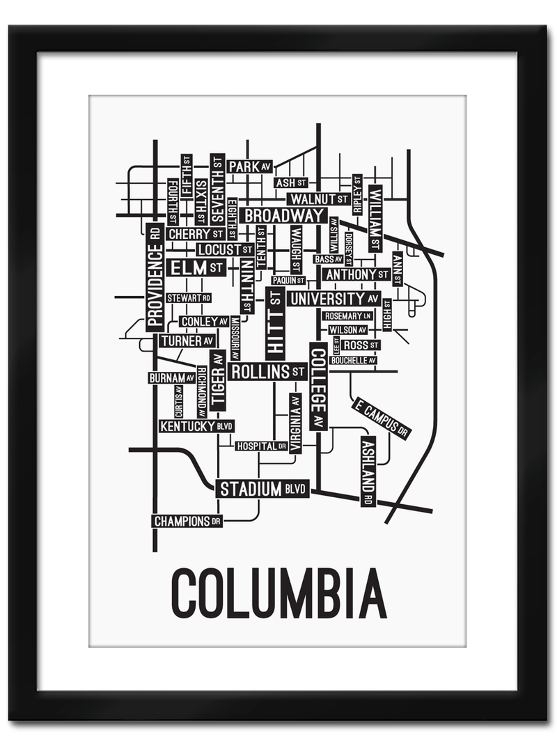 Columbia, Missouri Street Map - School Street Posters