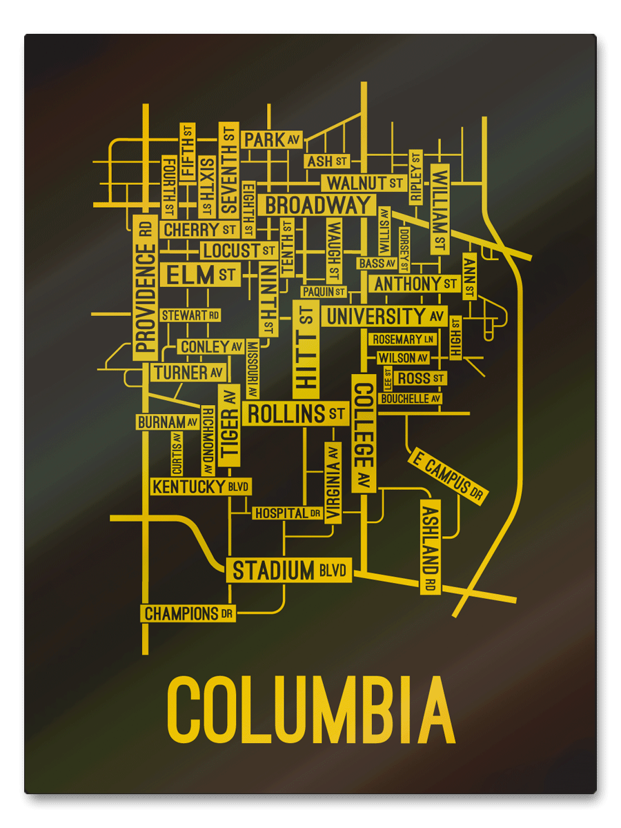 Columbia, Missouri Street Map - School Street Posters