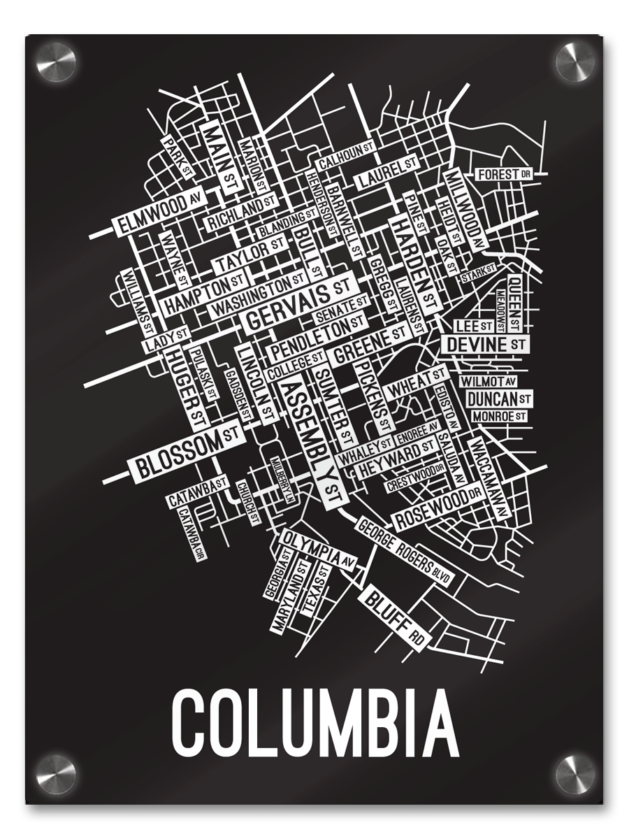 Columbia, South Carolina Street Map - School Street Posters