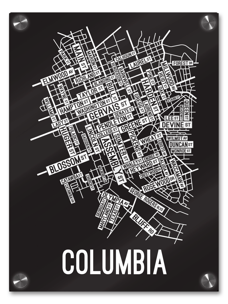 Columbia, South Carolina Street Map - School Street Posters