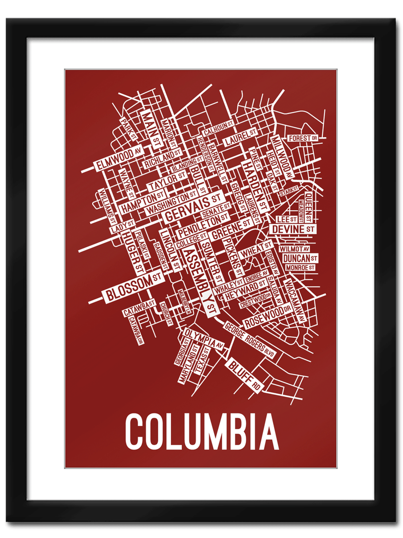 Columbia, South Carolina Street Map - School Street Posters