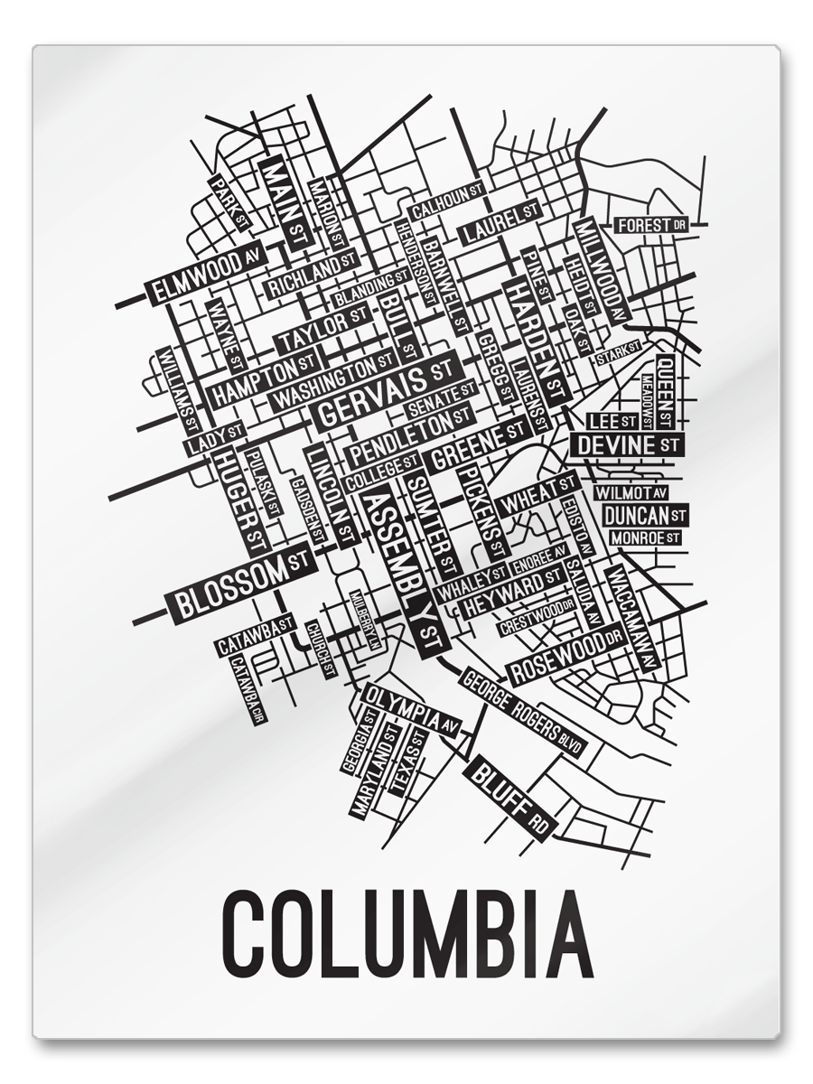 Columbia, South Carolina Street Map - School Street Posters