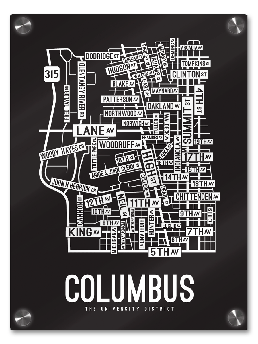 Columbus, Ohio Street Map Print | School Street Posters