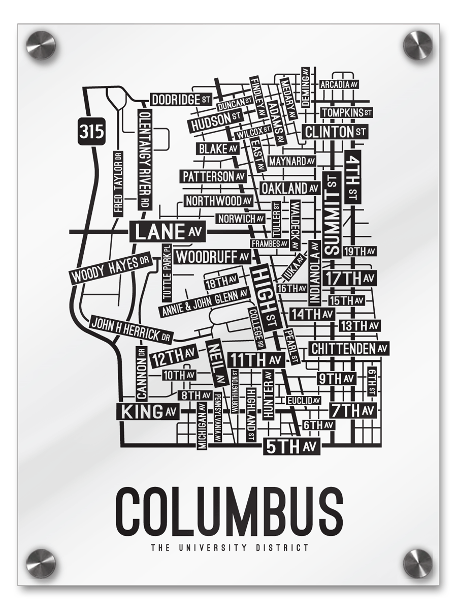 Columbus, Ohio Street Map Print | School Street Posters