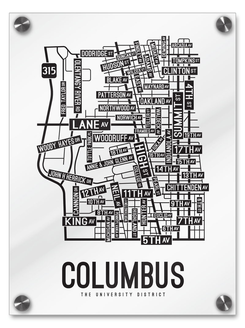 Columbus, Ohio Street Map Print | School Street Posters