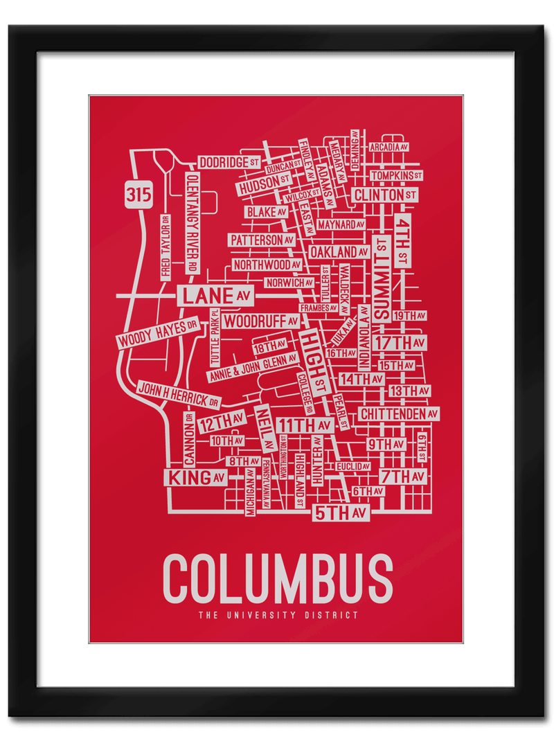 Columbus, Ohio Street Map Print | School Street Posters