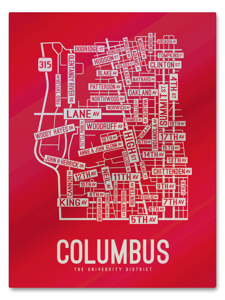 Columbus, Ohio Street Map Print | School Street Posters