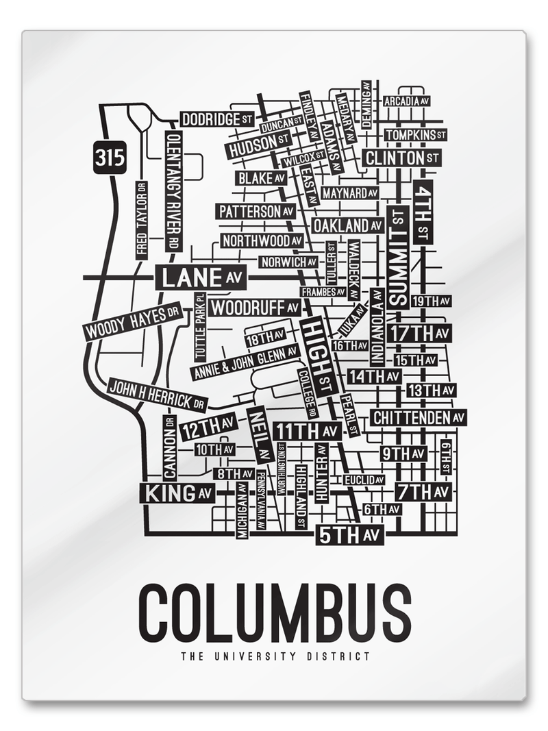 Columbus, Ohio Street Map Print | School Street Posters