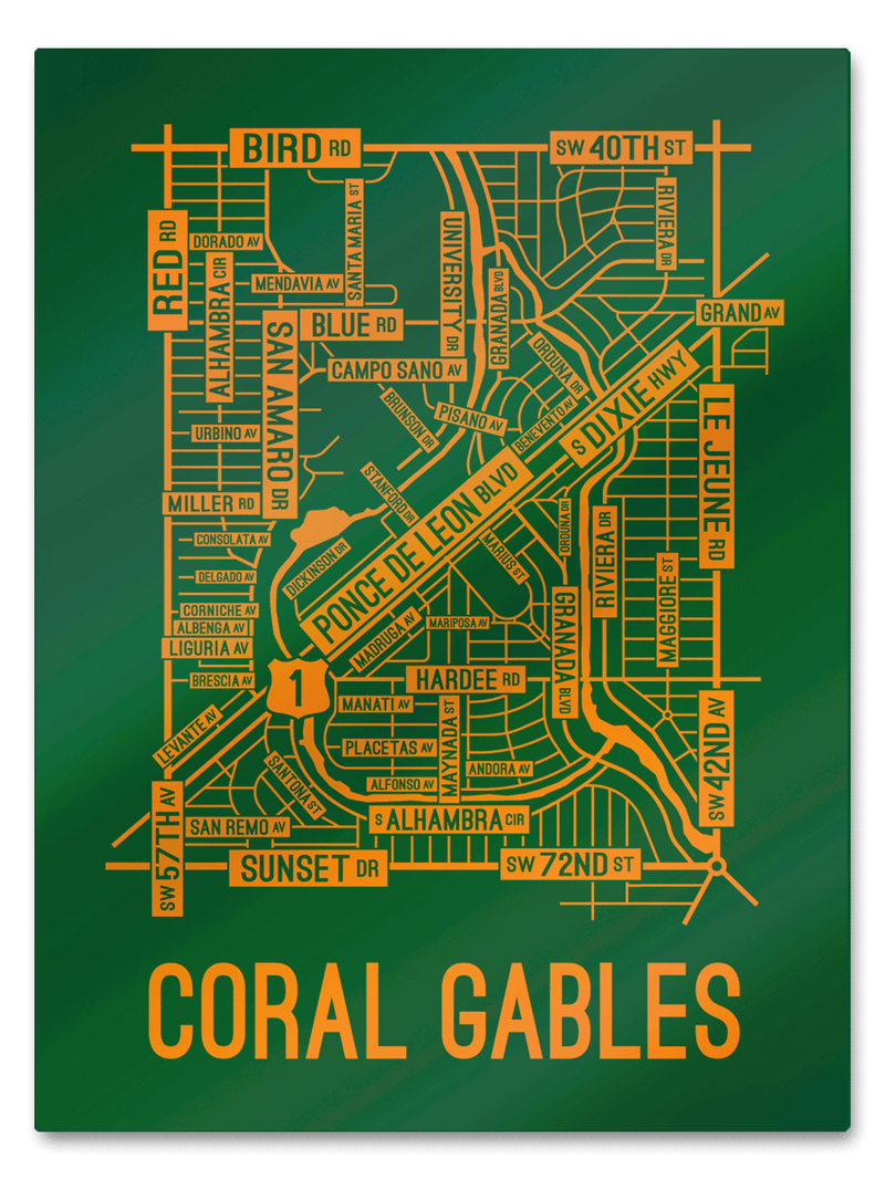 Coral Gables, Florida Street Map - School Street Posters