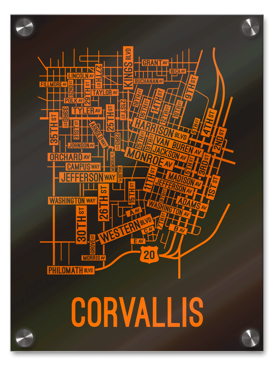 Corvallis, Oregon Street Map - School Street Posters