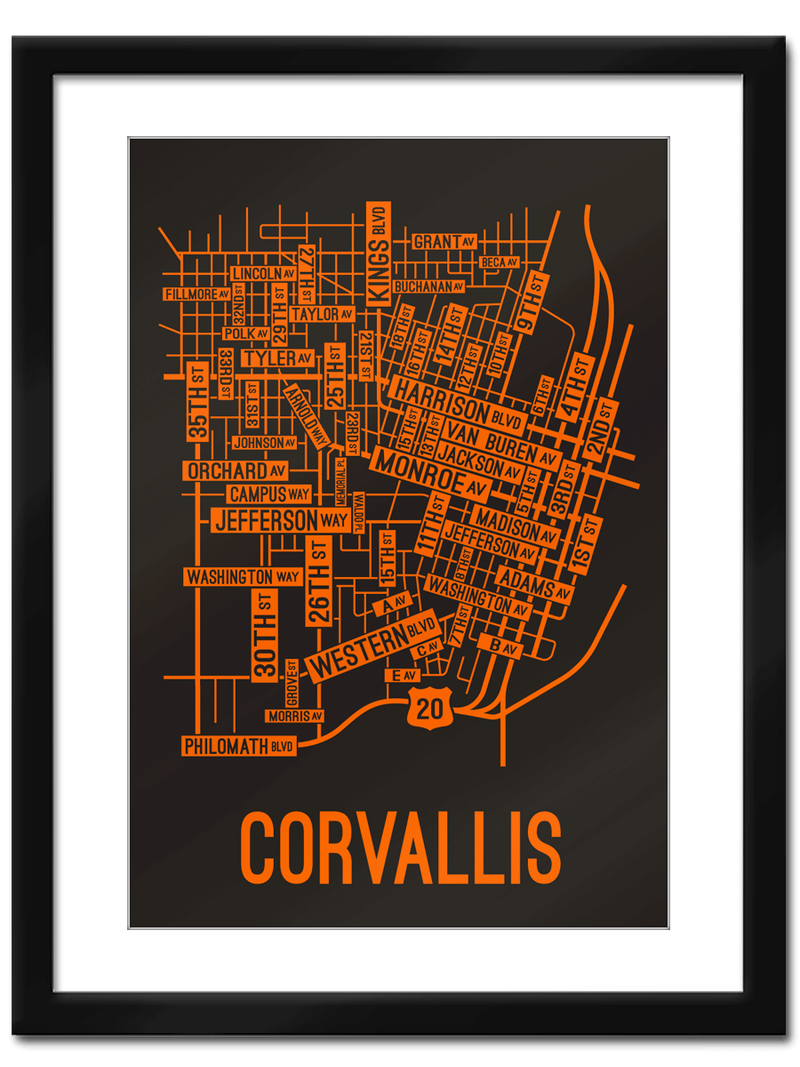 Corvallis, Oregon Street Map - School Street Posters