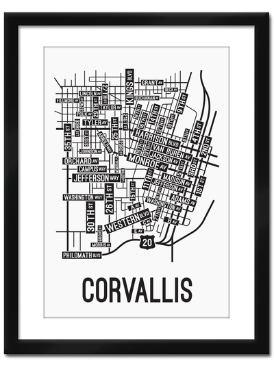 Corvallis, Oregon Street Map - School Street Posters