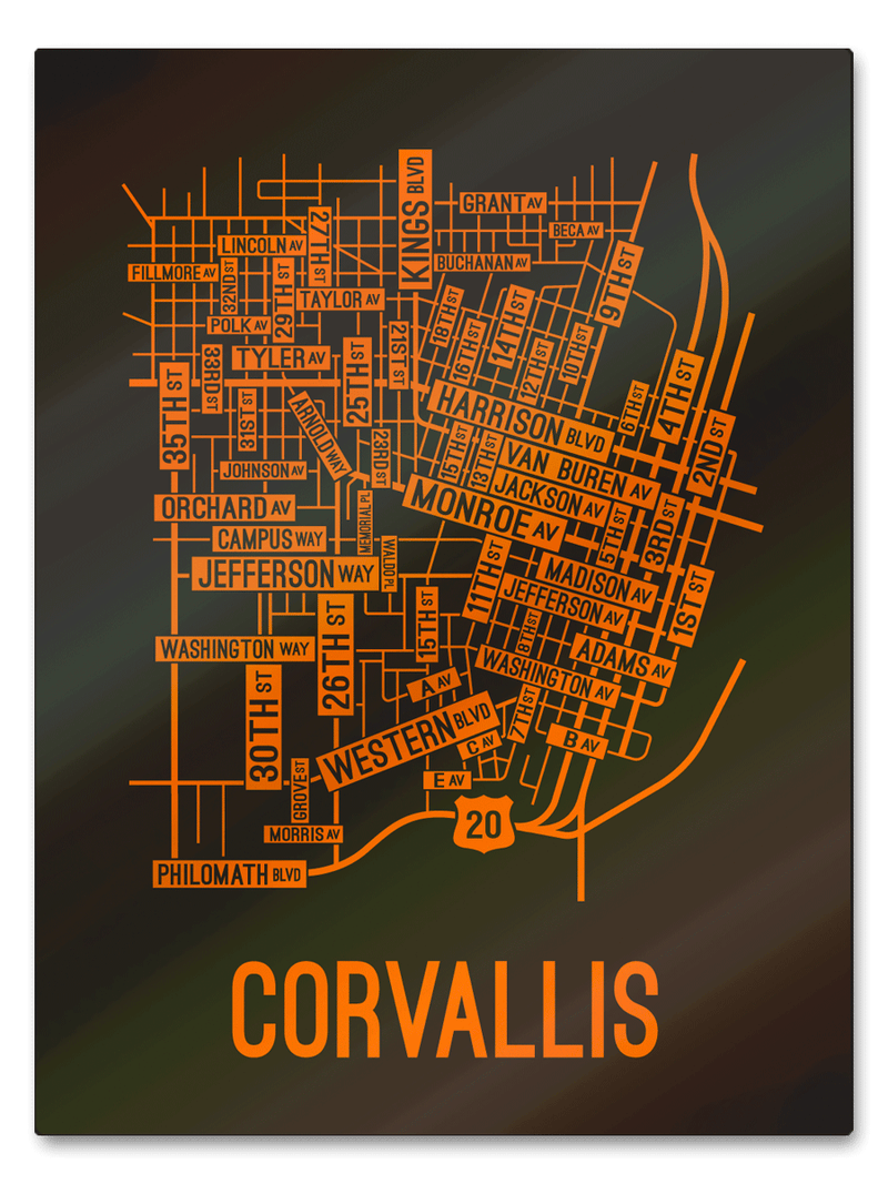 Corvallis, Oregon Street Map - School Street Posters