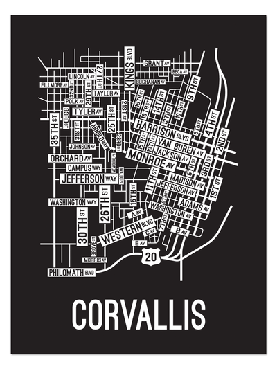 Corvallis, Oregon Street Map - School Street Posters