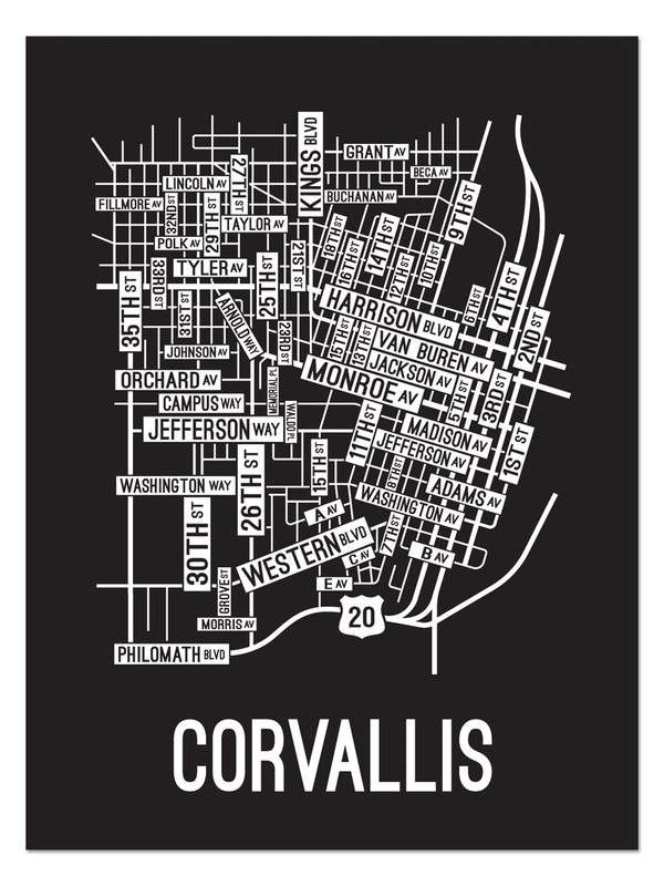 Corvallis, Oregon Street Map - School Street Posters