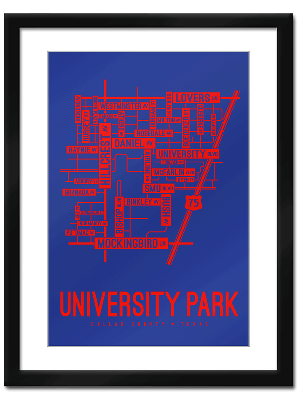 University Park, Dallas Street Map - School Street Posters