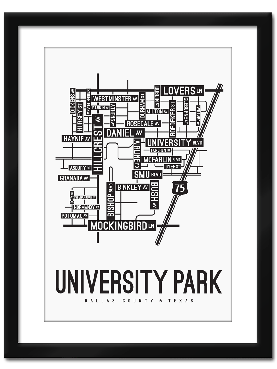 University Park, Dallas Street Map - School Street Posters