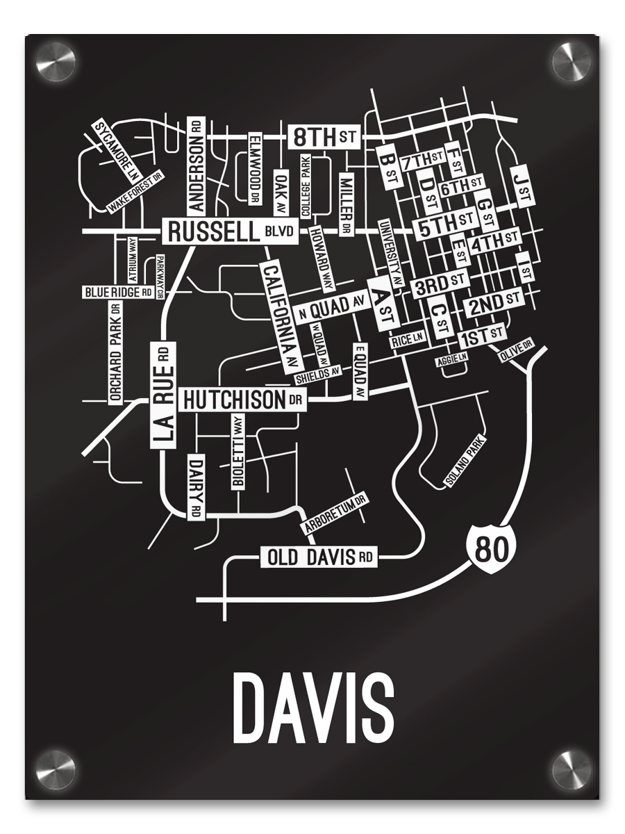Davis, California Street Map - School Street Posters