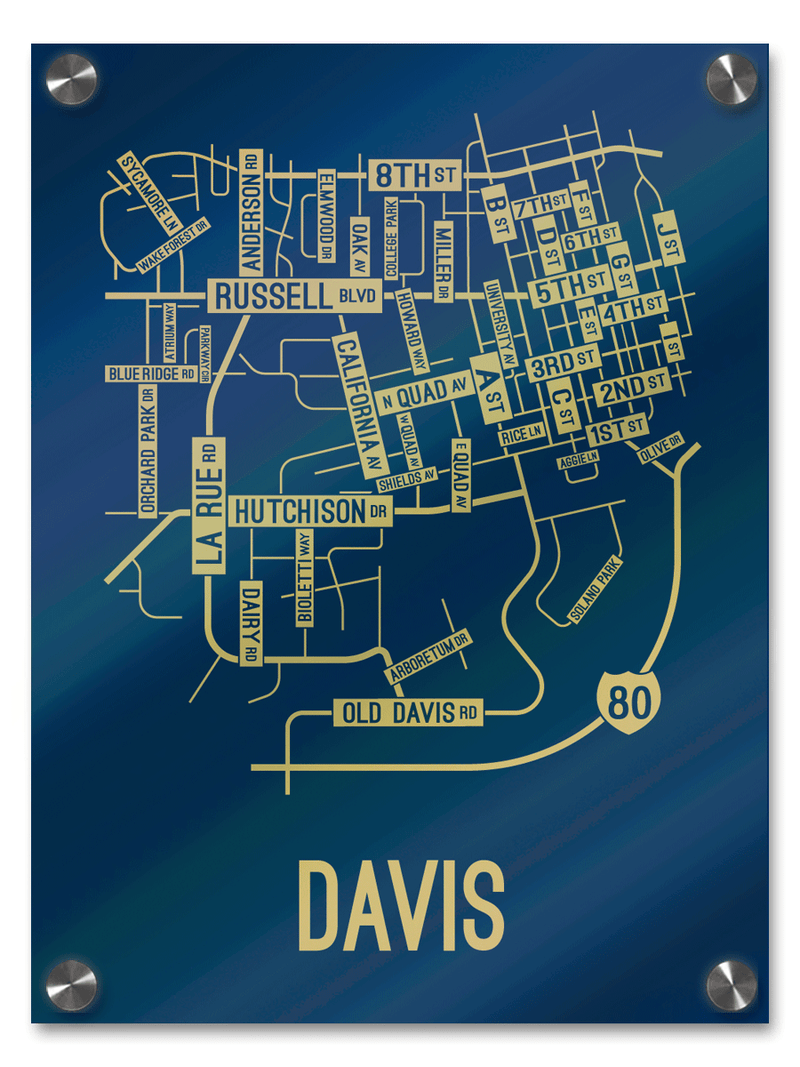 Davis, California Street Map - School Street Posters